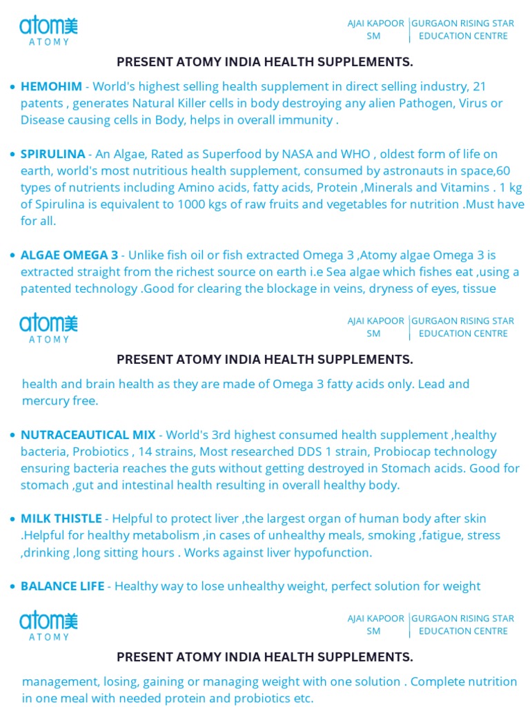 Atomy India | PDF | Dietary Supplements | Omega 3 Fatty Acid