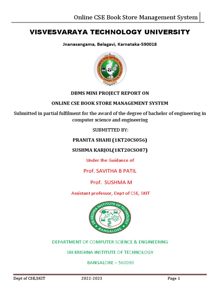 Online CSE Book Store Management System Visvesvaraya Technology ...