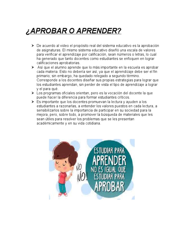 Aprobar o Aprender | PDF