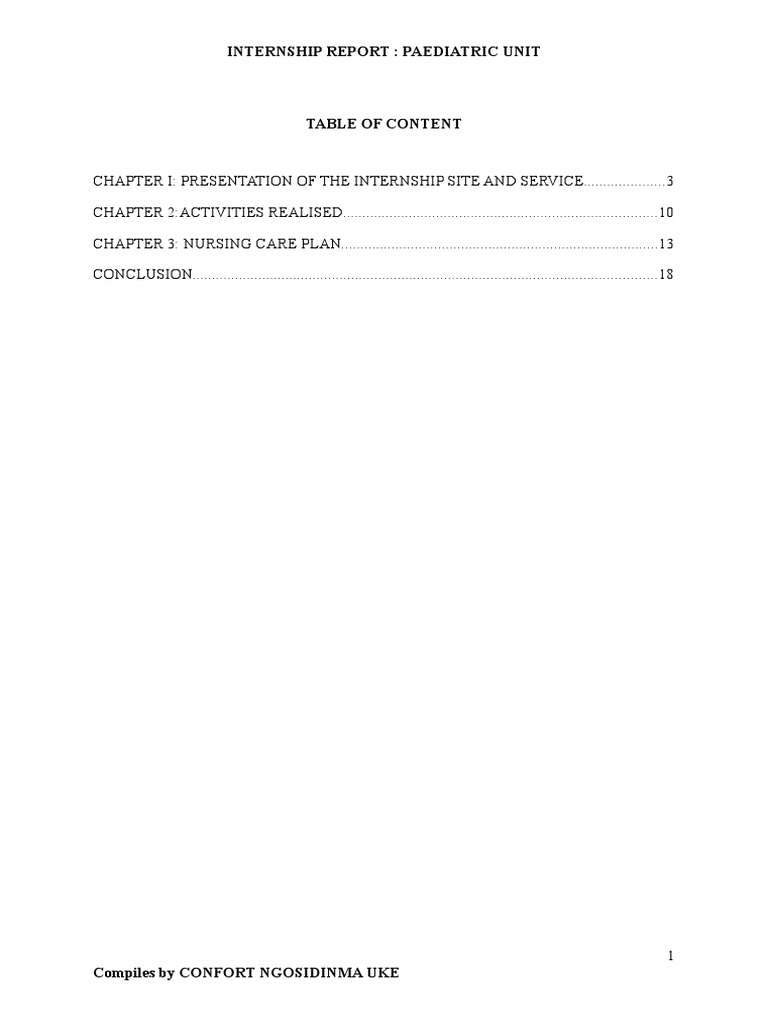 Internship Report: Pediatric Unit Overview | PDF | Hospital | Medicine