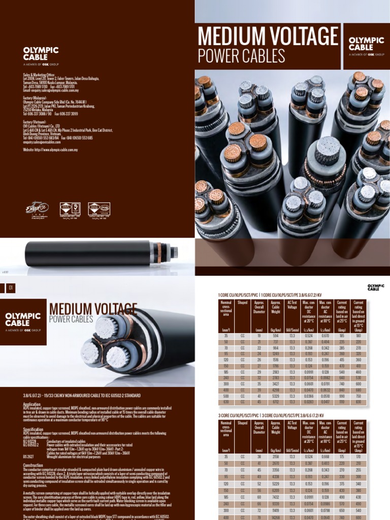 Olympic Medium Voltage Cable Catalogue | PDF | Insulator (Electricity ...