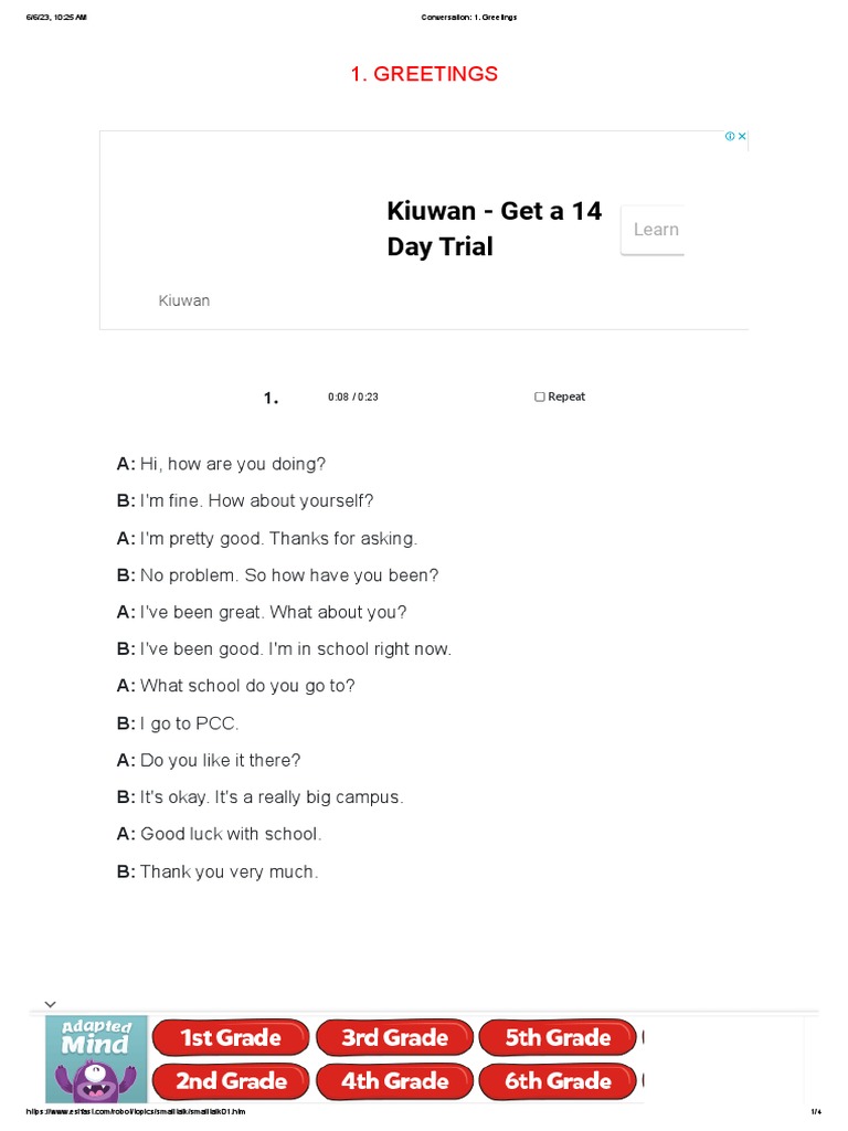 Conversation - 1. Greetings | PDF