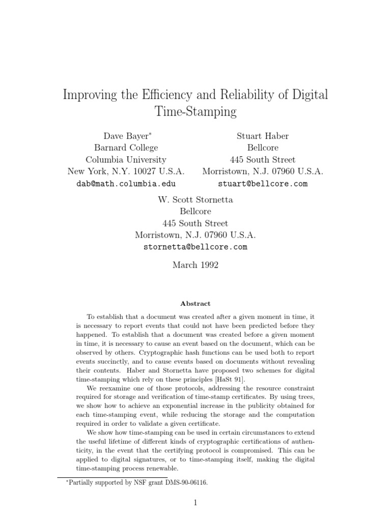 Improving The Efficiency and Reliability of Digital Time-Stamping | PDF ...