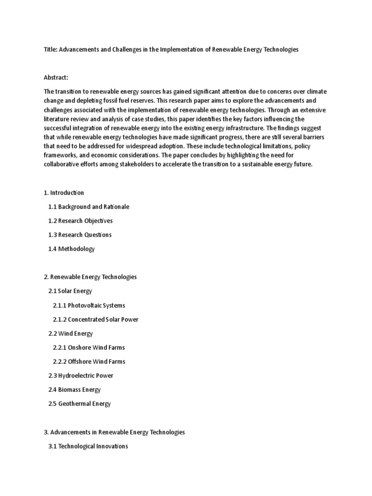 Advancements and Challenges in The Implementation of Renewable Energy ...