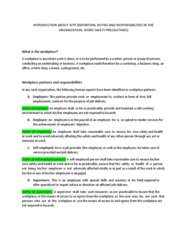 WTP Project | PDF | Occupational Safety And Health | Employment