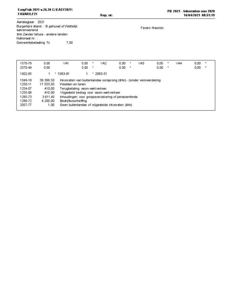 Fiscal Declaration 2020 | PDF