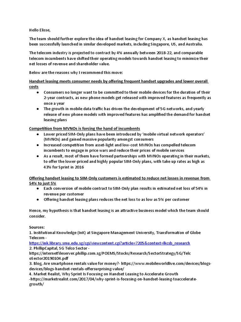 BCG Forage Task 1 | Download Free PDF | Sprint Corporation | Business