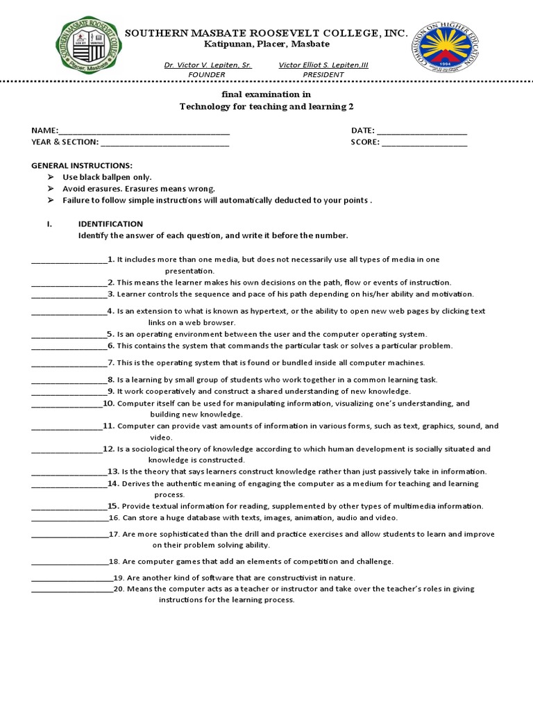 TTL Final Exam | PDF | Learning | Educational Technology