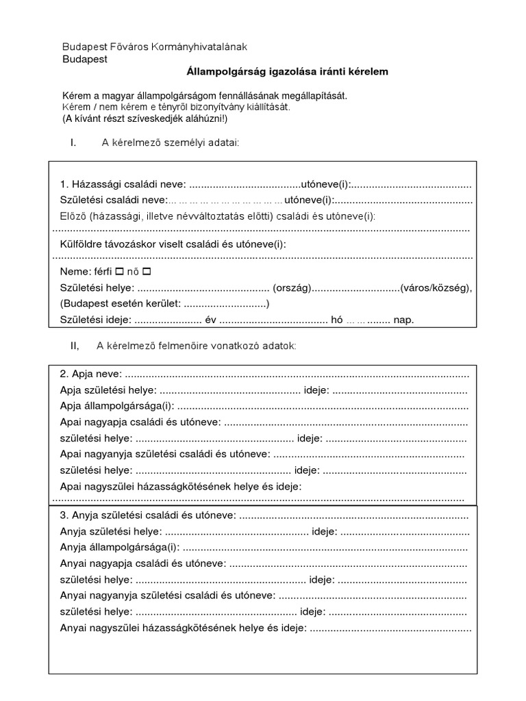 állampolgárság igazolása iránti kérelem magyar | PDF
