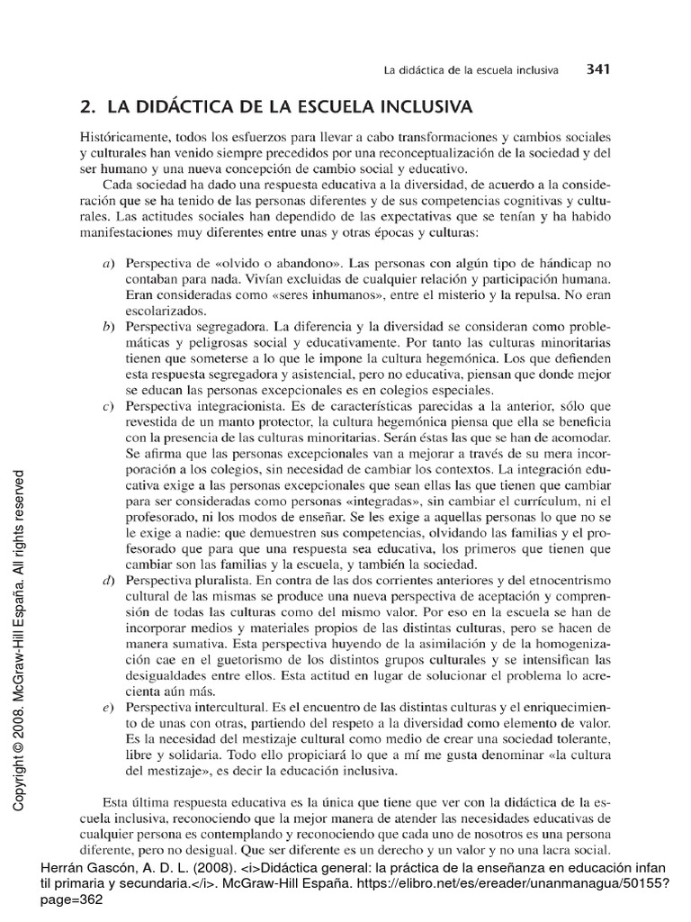 La Didáctica en La Escuela Inclusiva | Descargar gratis PDF | Enseñando | Aprendizaje