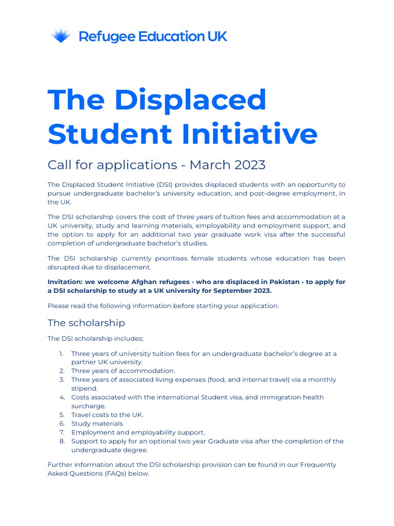 Displaced Student Initiative Call For Applications | PDF | Postgraduate ...