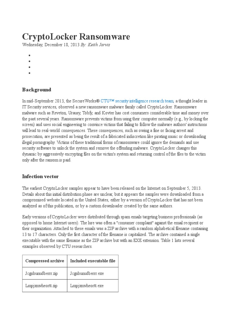 CryptoLocker Ransomware Threat Analysis | PDF | Ransomware | Malware