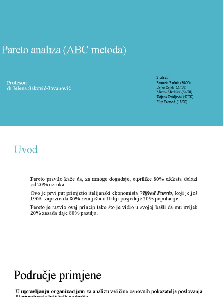 Pareto Analiza (ABC Metoda) | PDF