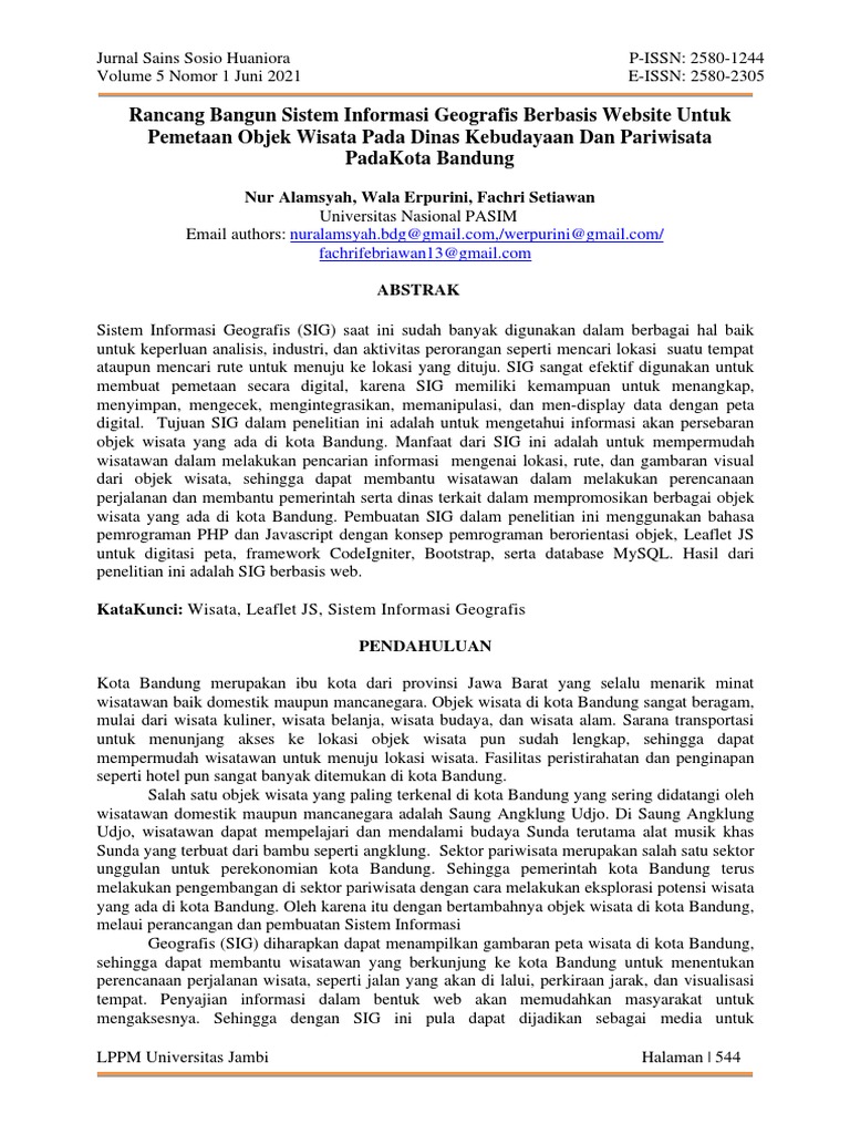 Rancang Bangun Sistem Informasi Geografis Berbasis Website Untuk Pemetaan Objek Wisata Pada ...