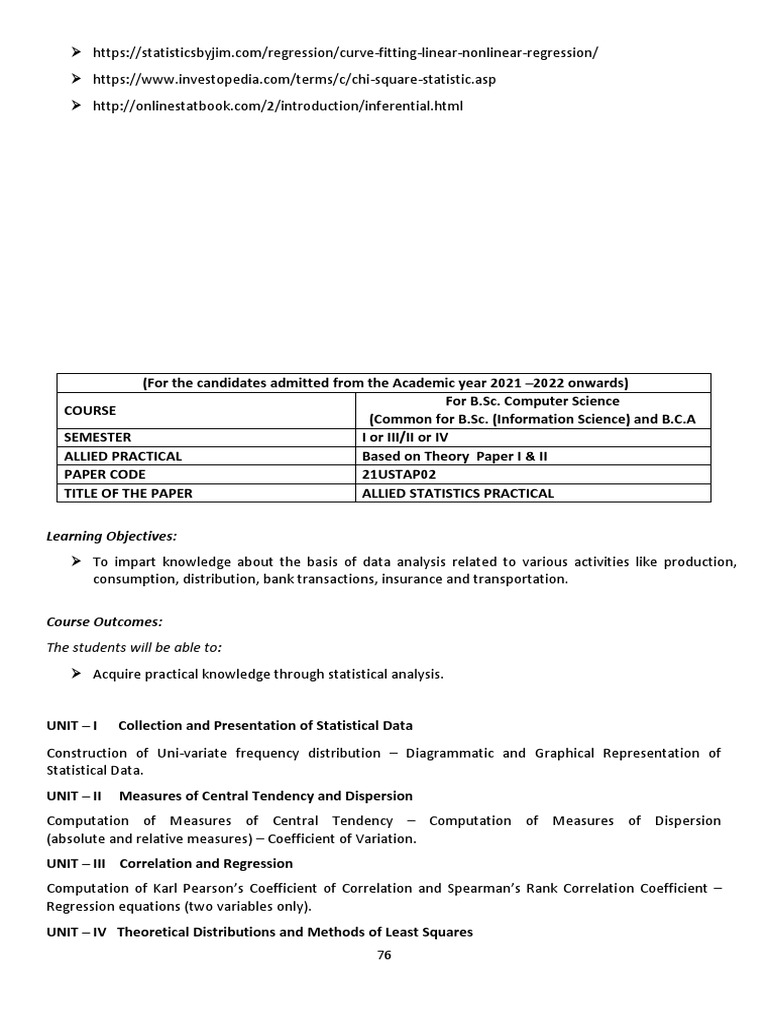 B.Sc. Statistics - Removed | PDF | Statistics | Least Squares