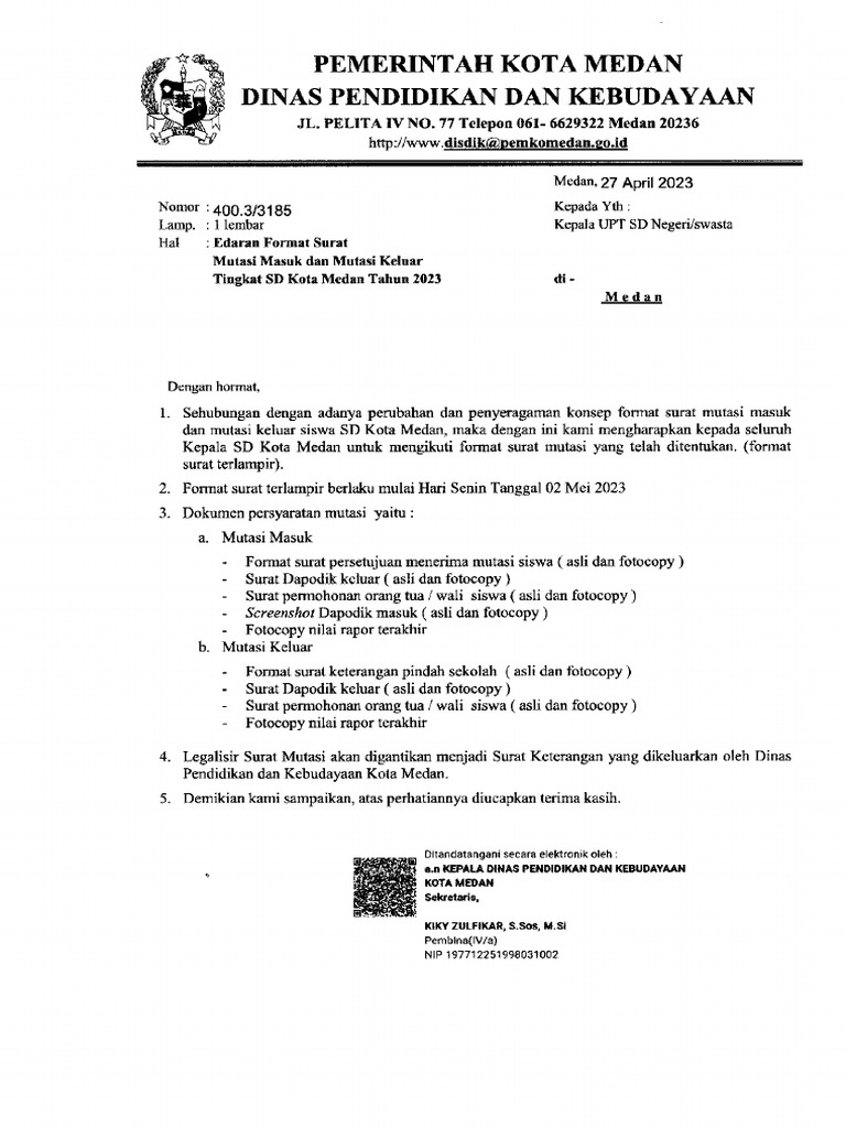 Form Mutasi Siswa | PDF