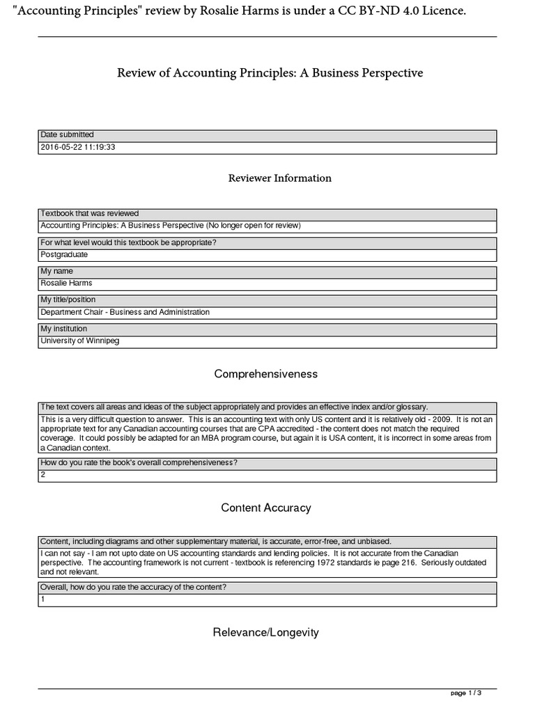 Review of Accounting Principles by Rosalie Harms | PDF | Accounting ...