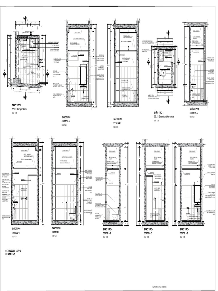 Planos de Baño Tipo 3 y 4 | PDF
