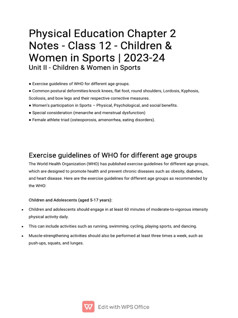 Physical Education Chapter 2 Notes | PDF