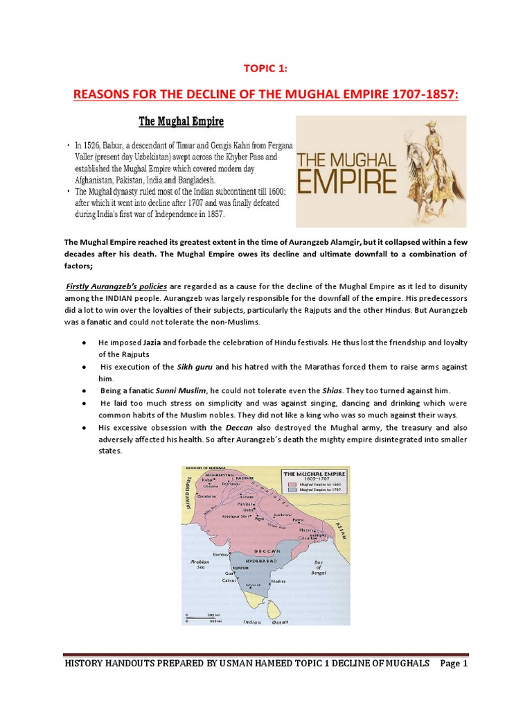 Topic 1. decline of The Mughals | PDF | Mughal Empire | South Asia