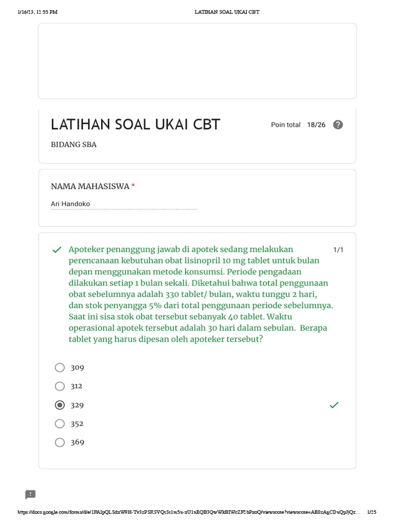 LATIHAN SOAL UKAI CBT - Farmakoekonomi | PDF