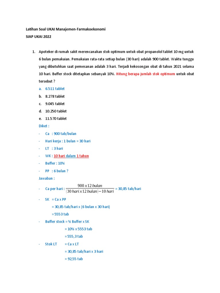 Pembahasan Latihan Soal UKAI Manajemen-Farmakoekonomi (SIAP UKAI 2022 ...