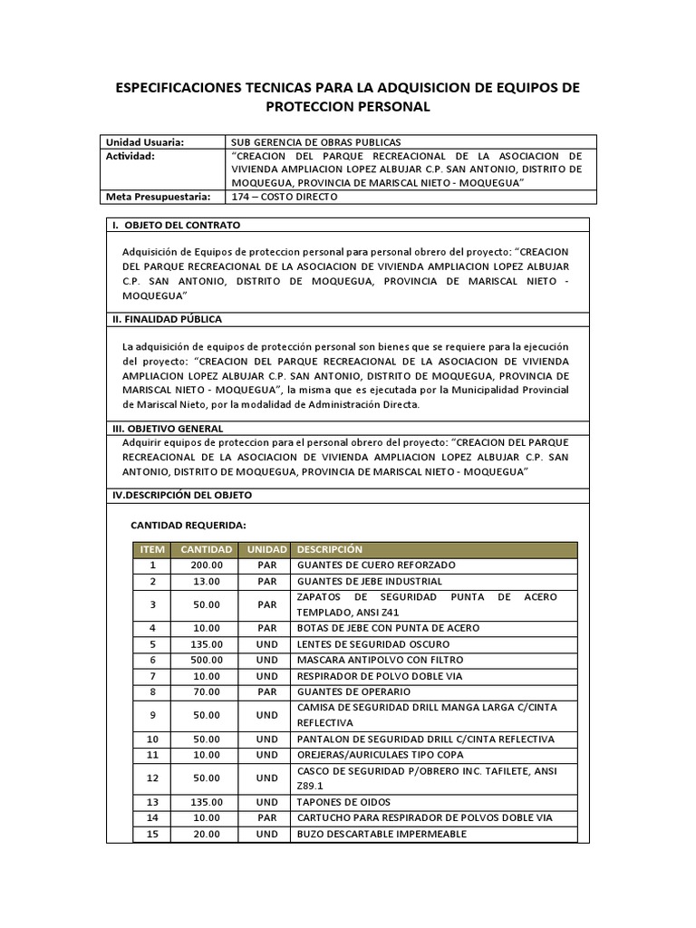 Esp. Tec. - Epps | PDF | Materiales