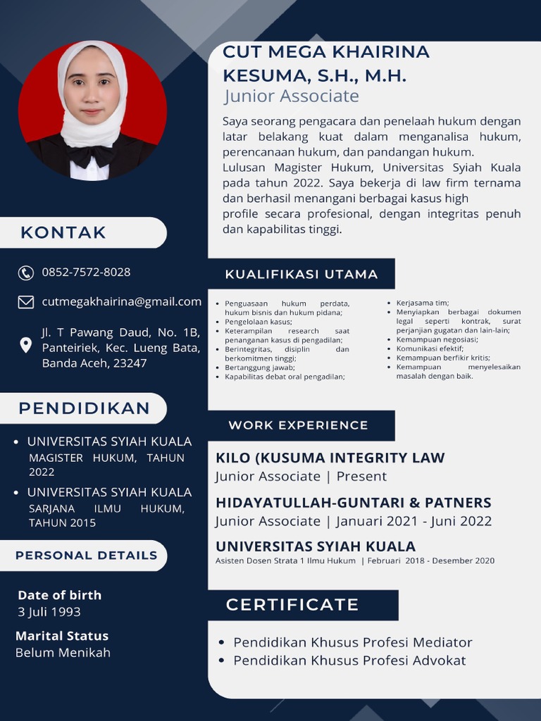 CUT MEGA KHairina KESUMA, S.H., M.H. | PDF