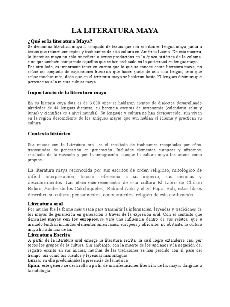 Literatura Maya | PDF | Civilización maya | Literatura oral
