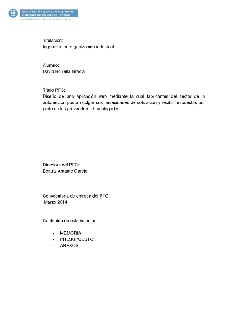 Proyecto Final Carrera RFQ | PDF | Servidor HTTP Apache | Servidor (Computación)