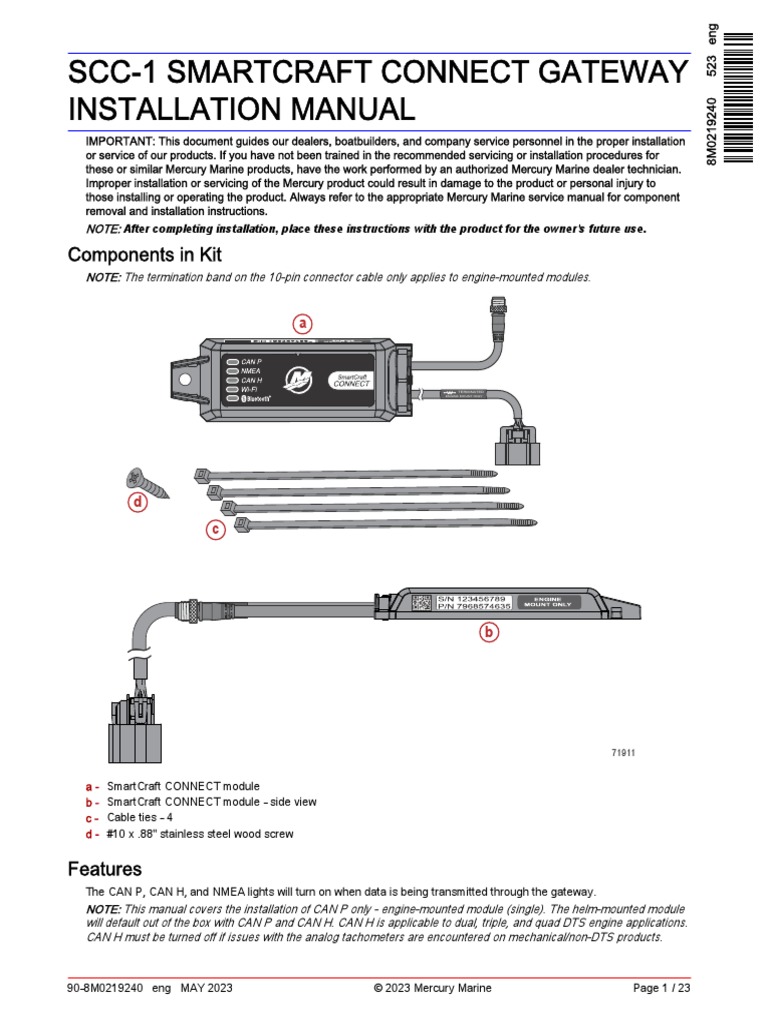 Scc-1 Smartcraft Connect Gateway Installation Manual: Components in Kit ...
