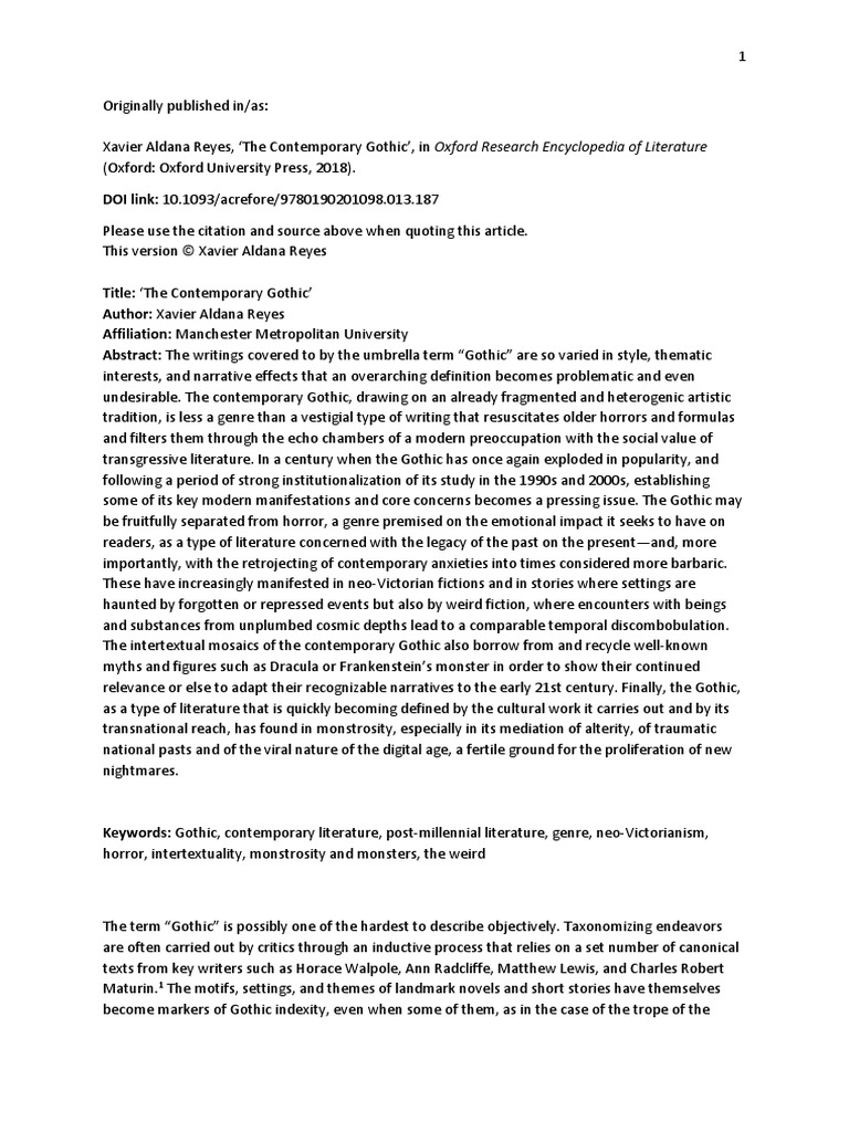 The Contemporary Gothic 2018 | PDF | Gothic Fiction | Dracula