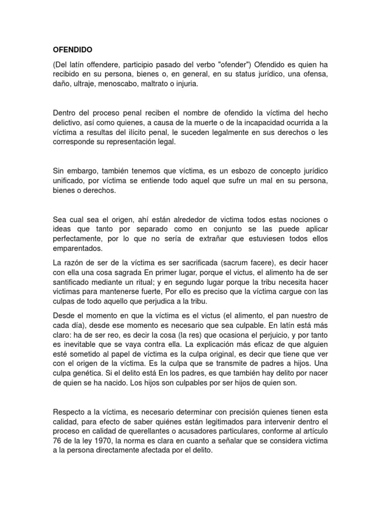 OFENDIDO | PDF | Queja | Derecho penal