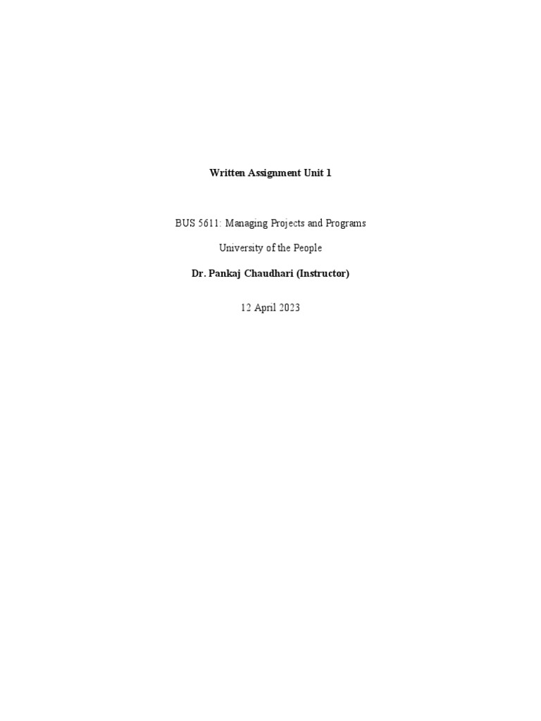 Wrtitten Assignment Unit 1 | PDF | Project Management | Economies