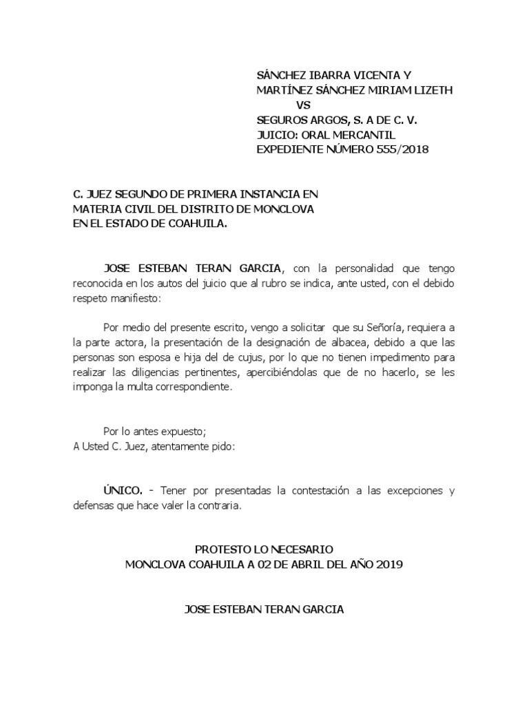 Requerir Designacion de Albacea | PDF | Derecho