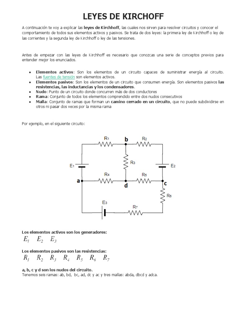 Leyes de Kirchoff | PDF | voltaje | Corriente eléctrica
