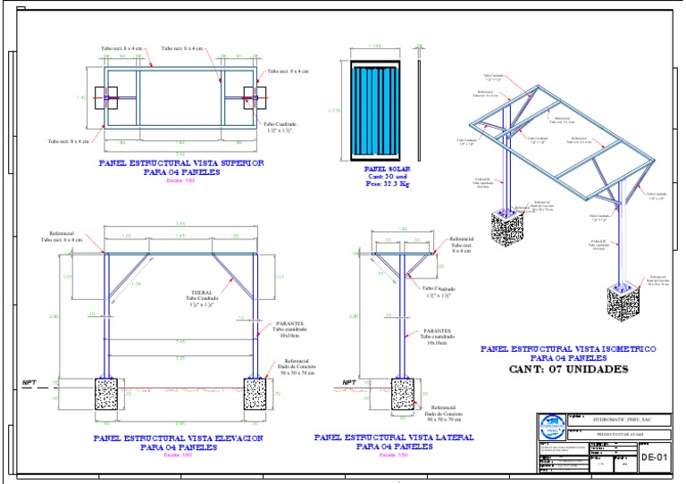 Estructura para 4 Paneles Solares | PDF | Energía solar | Recolección ...