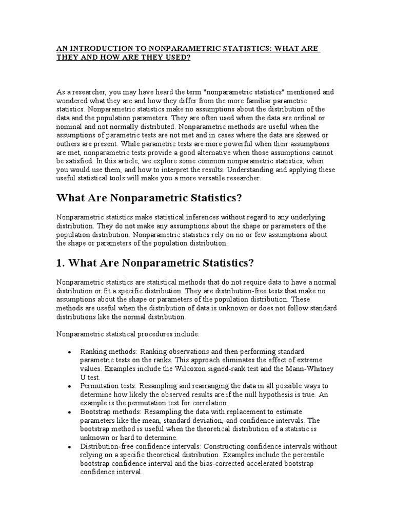 An Introduction To Nonparametric Statistics | Download Free PDF | Mann ... An Introduction To Nonparametric Statistics | Download Free PDF | Mann ...