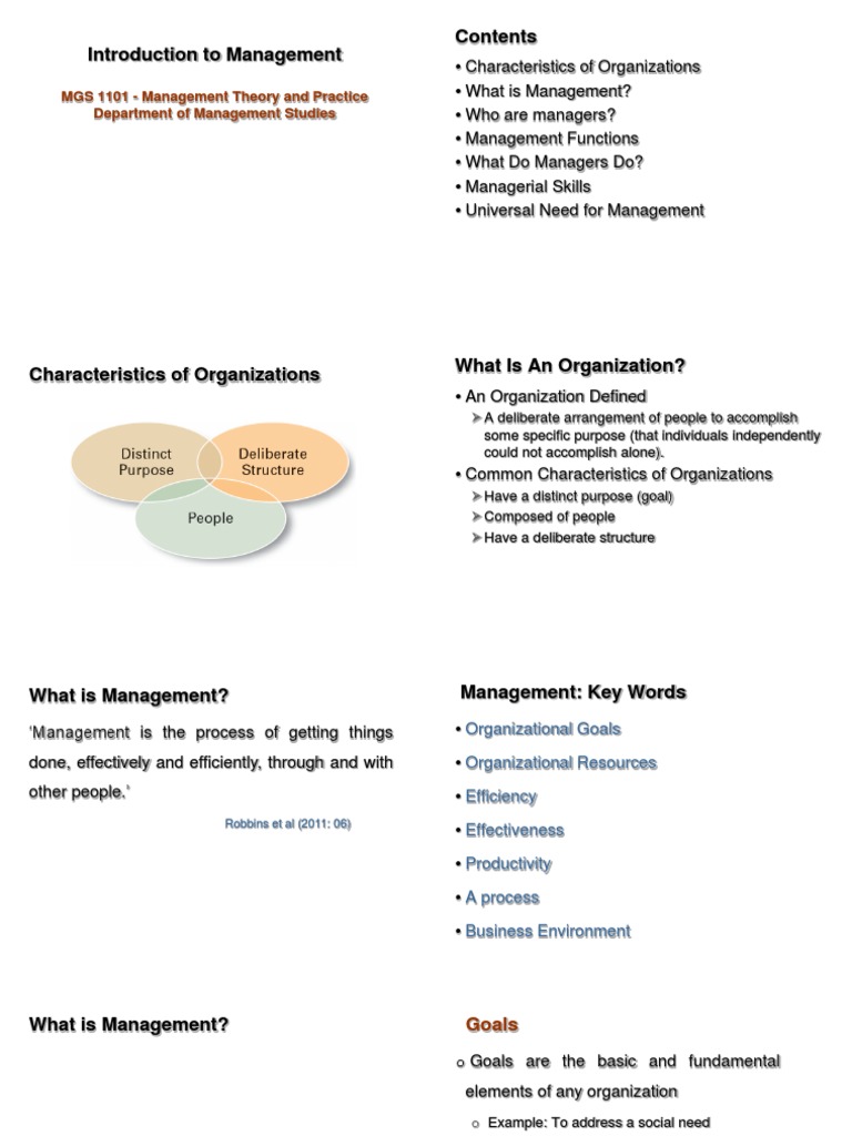 Introduction to Management Basics | PDF | Goal | Efficiency