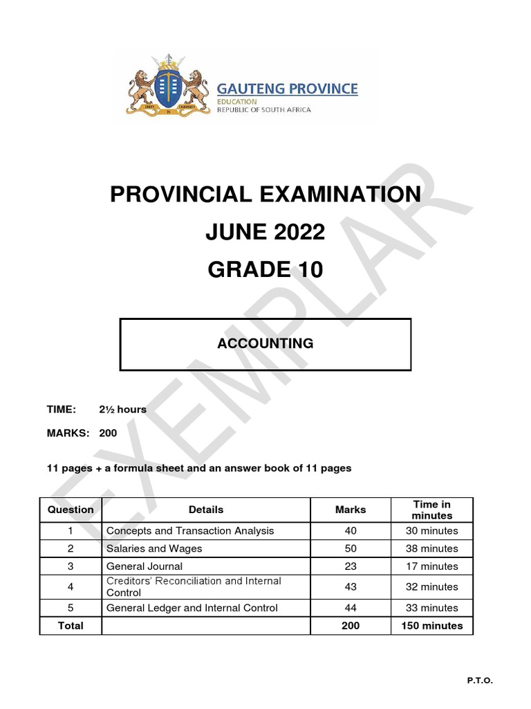 Gr10 ACC P1 (ENG) June 2022 Question Paper | PDF | Debits And Credits ... Gr10 ACC P1 (ENG) June 2022 Question Paper | PDF | Debits And Credits ...