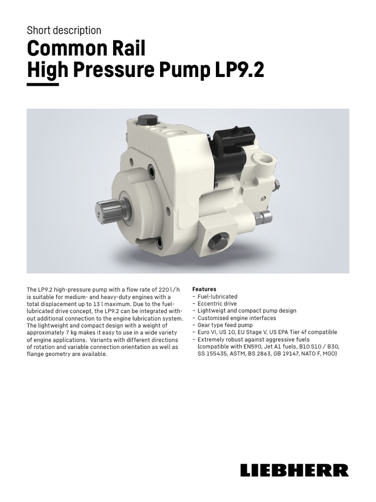 Liebherr lp9.2 High Pressure Pump Short Description Es Web | PDF | Pump ...