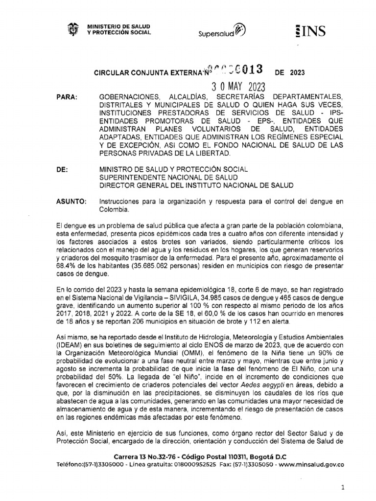 Circular Conjunta Externa No.13 30 de Mayo 2023 | PDF | Emergencia | Hospital