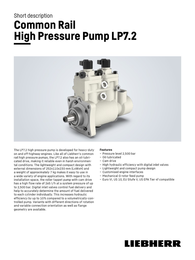 Liebherr lp7.2 Common Rail High Pressure Pump Short Description 08 2021 ...