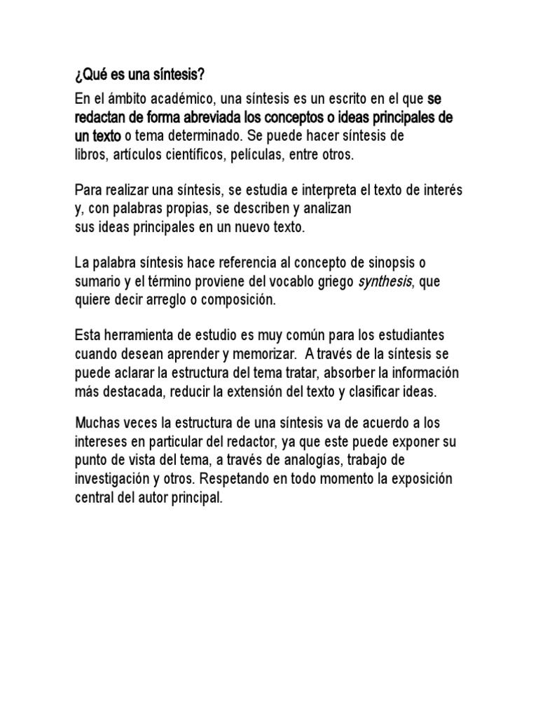 Qué Es Una Síntesis | PDF | Información | Aprendizaje