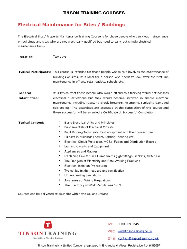 Electrical Maintenance Training | PDF | Power (Physics) | Equipment