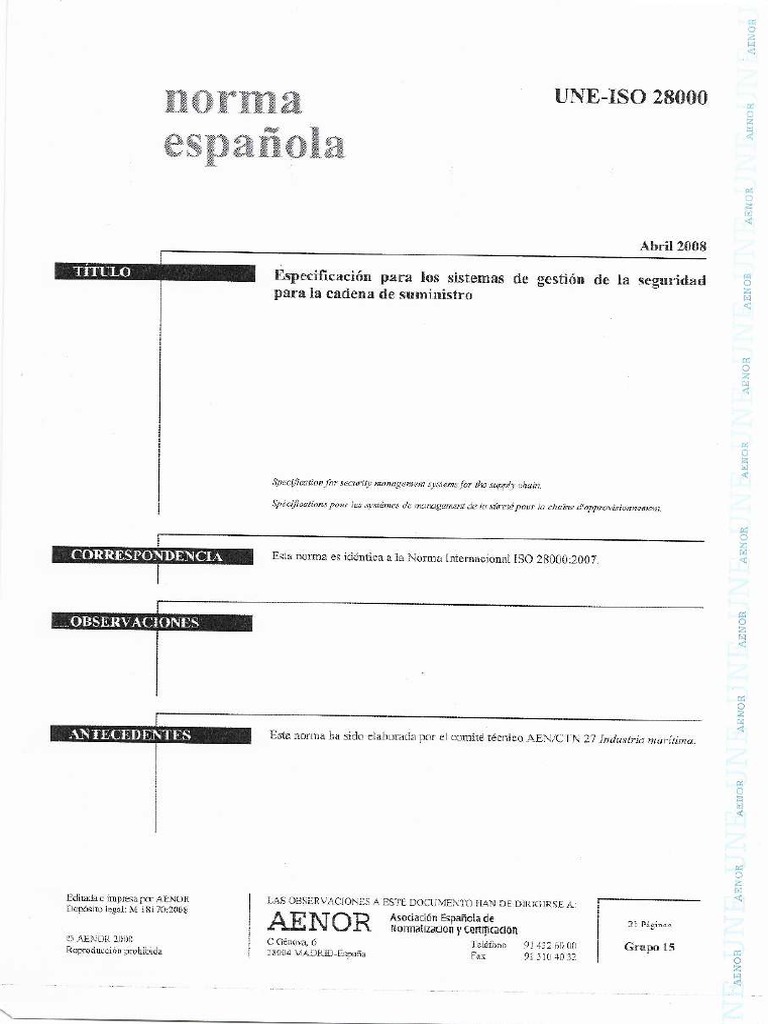 Une-Iso 28000 | PDF