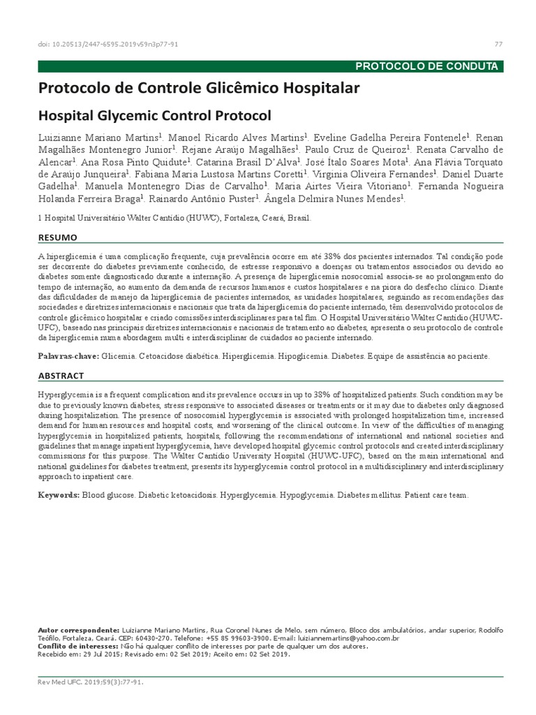 41703-Texto Do Artigo-137181-3-10-20190924 | PDF | Diabetes | Hipoglicemia