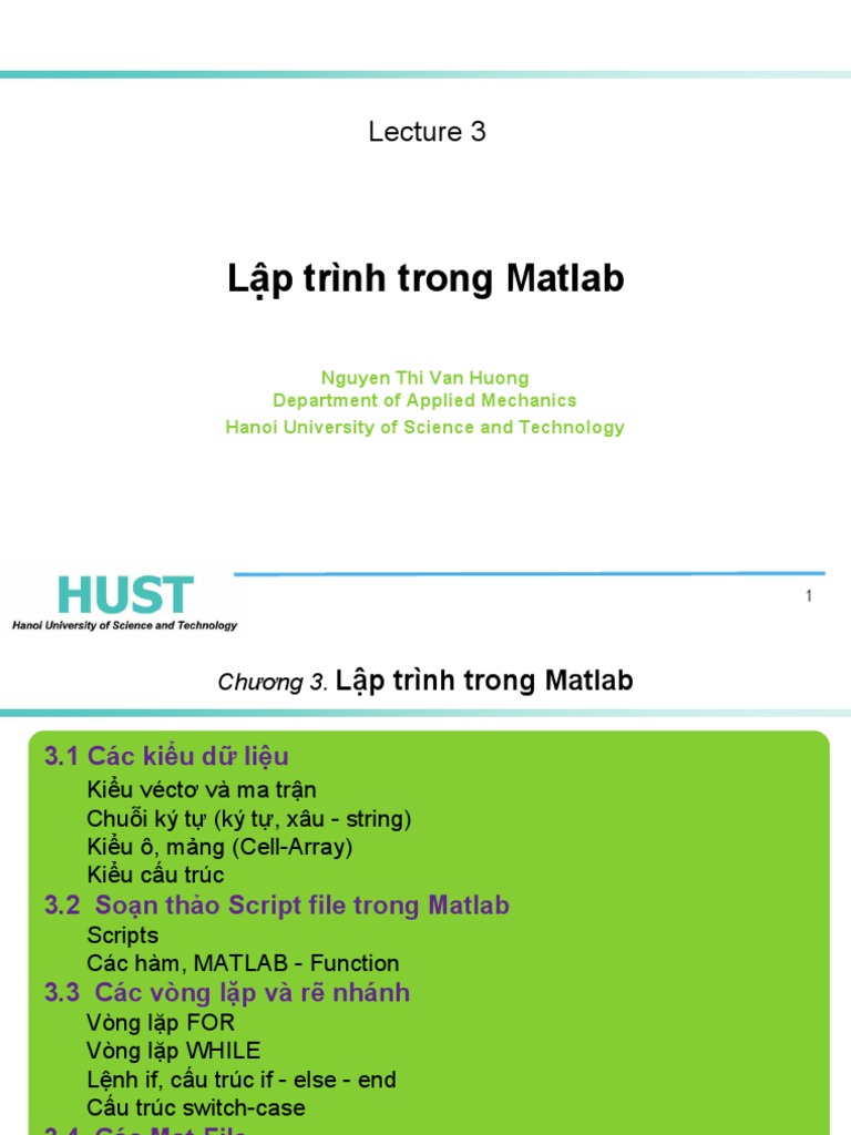 Matlab Lecture 3 - Lap Trinh Voi Matlab | PDF