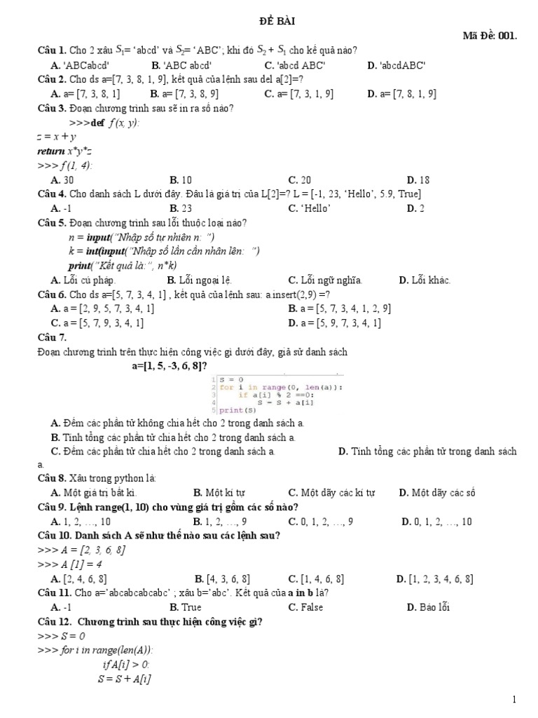 ĐỀ CUỐI KỲ 2 TIN 10 | PDF