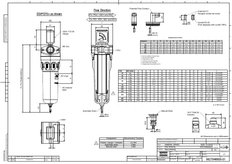 DD PD DDP PDP QD 10+-550+ Filters Metric Dimension Drawing 9827846800 ...